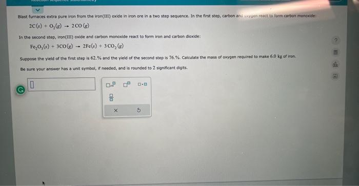 Solved 2C(s)+O2( g)→2CO(g) In the second step, iron(tii) | Chegg.com