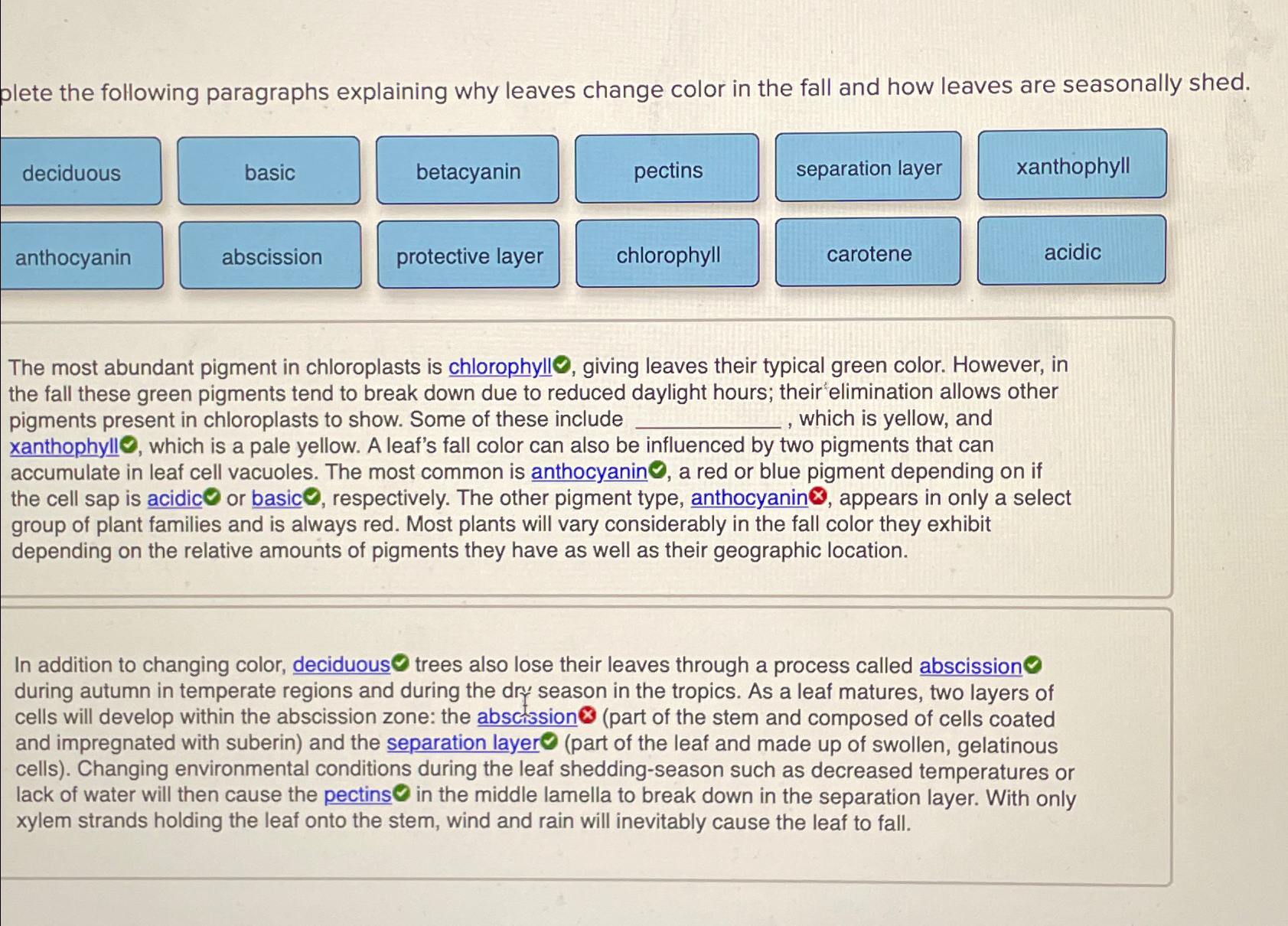 Solved plete the following paragraphs explaining why leaves | Chegg.com