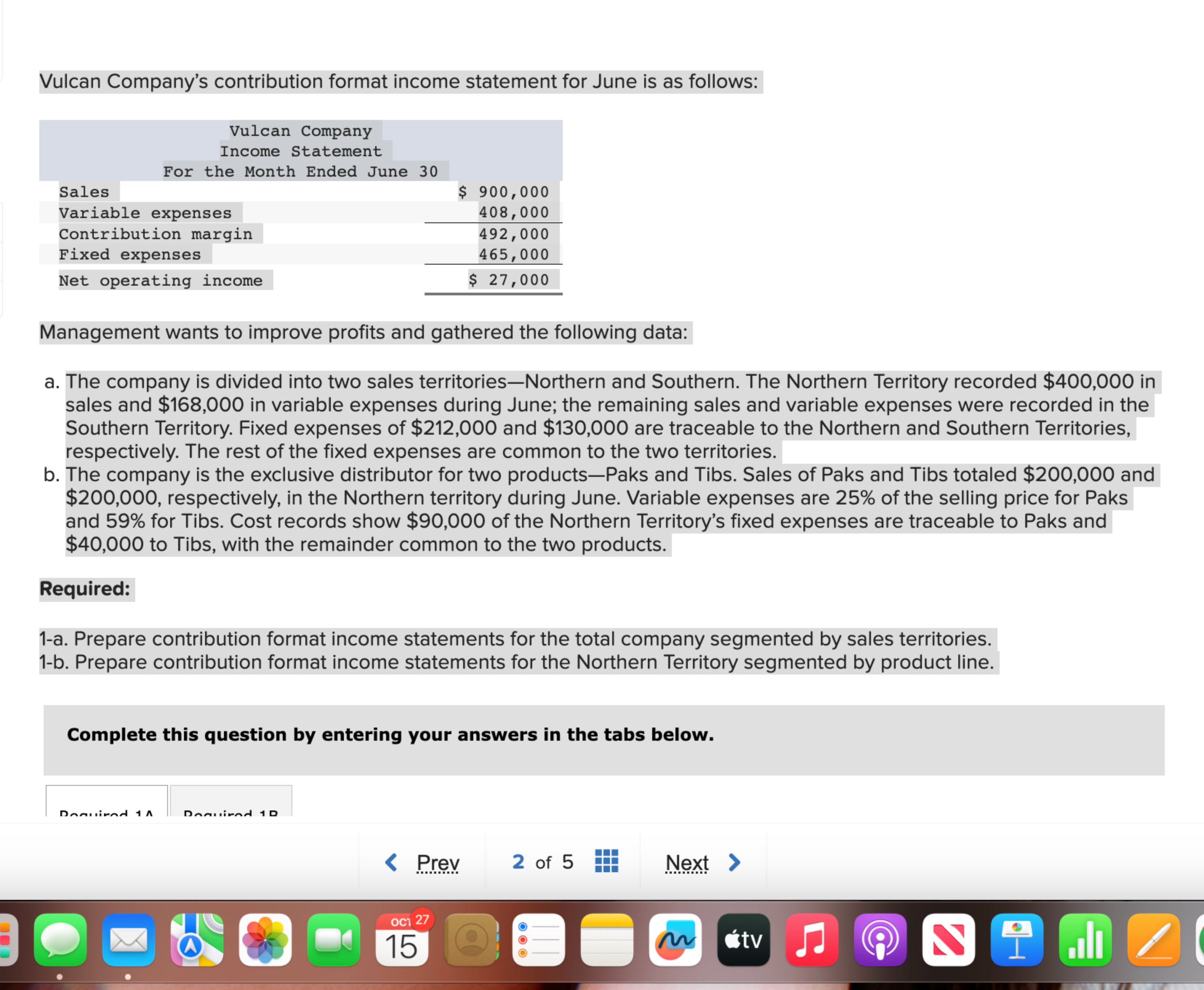 Solved Vulcan Company’s contribution format income statement | Chegg.com