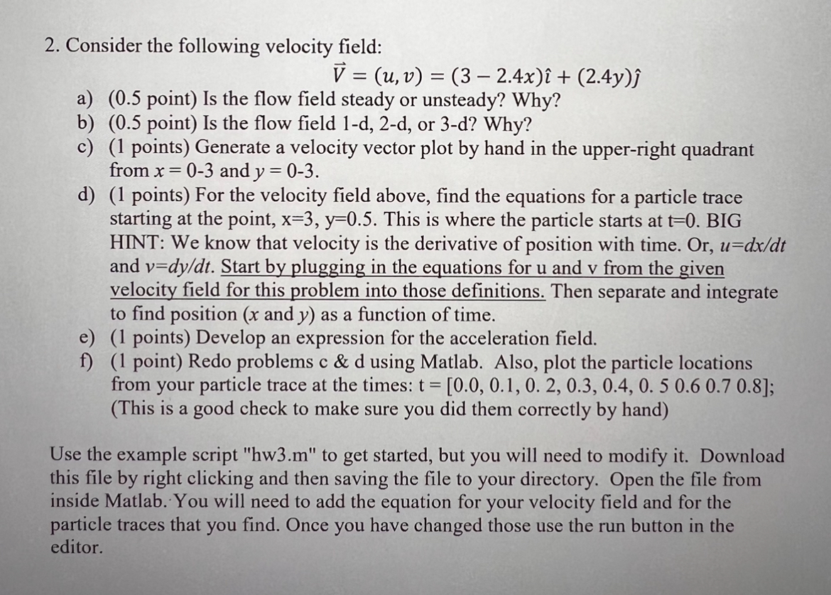 Solved Consider the following velocity | Chegg.com