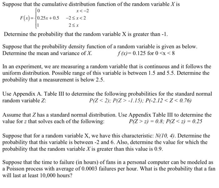 Solved Suppose that the cumulative distribution function of | Chegg.com
