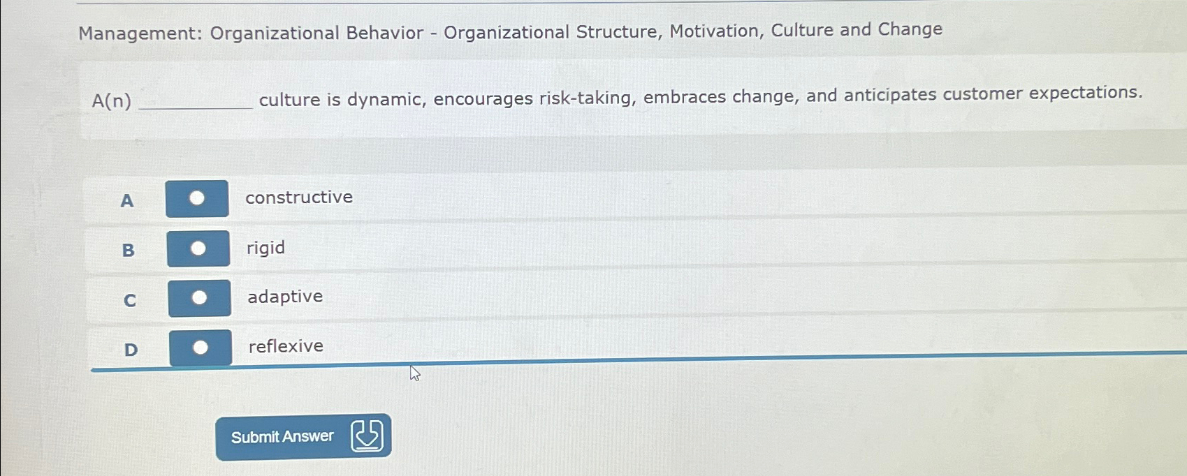 Solved Management: Organizational Behavior - ﻿Organizational | Chegg.com