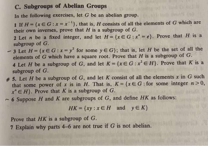 Solved C. Subgroups of Abelian Groups In the following | Chegg.com
