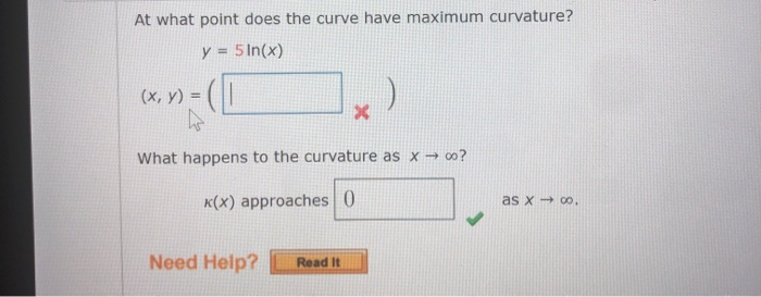 Solved At what point does the curve have maximum curvature? | Chegg.com