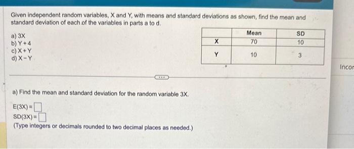 Solved Given independent random variables, X and Y, with | Chegg.com