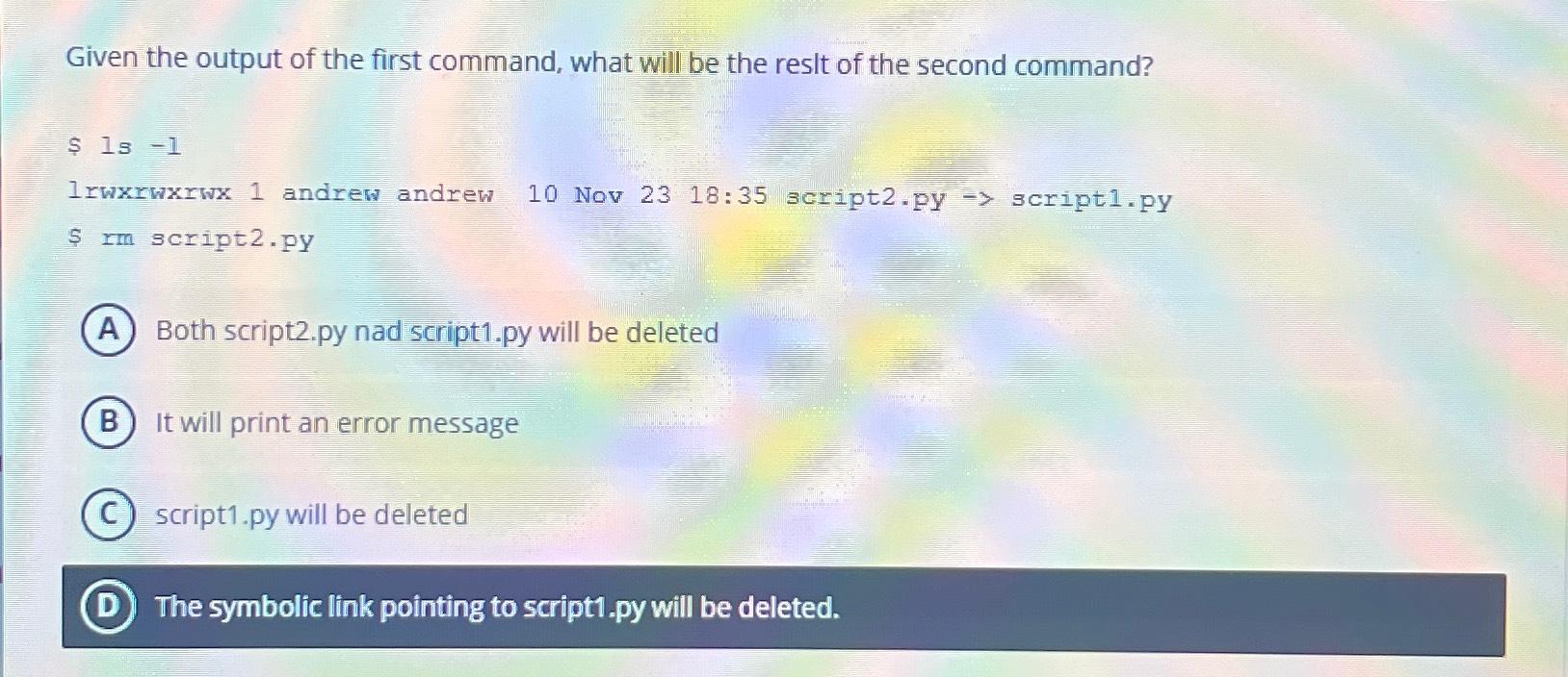 Solved Given the output of the first command, what will be | Chegg.com