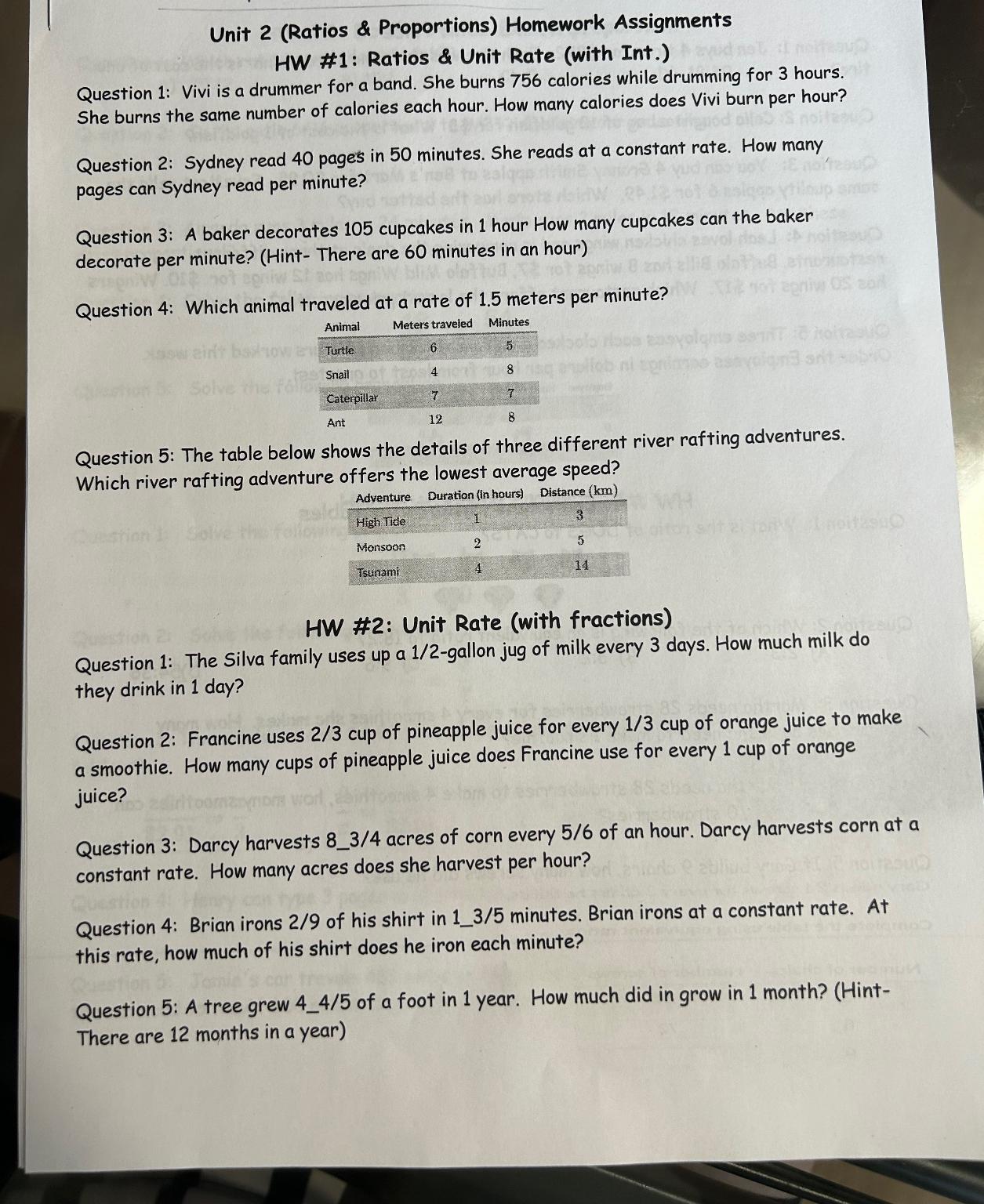 Solved Unit 2 (Ratios & Proportions) ﻿Homework AssignmentsHW | Chegg.com