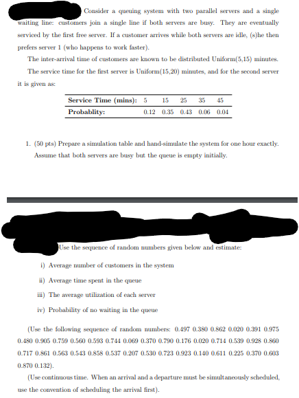 Solved consider twConsider a queuing system with two | Chegg.com