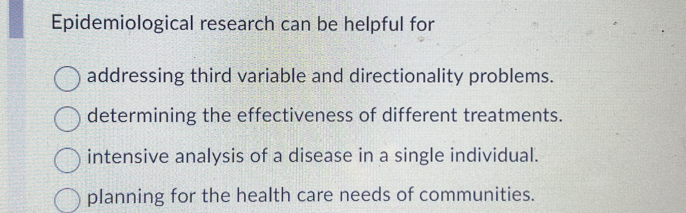 Solved Epidemiological research can be helpful foraddressing | Chegg.com