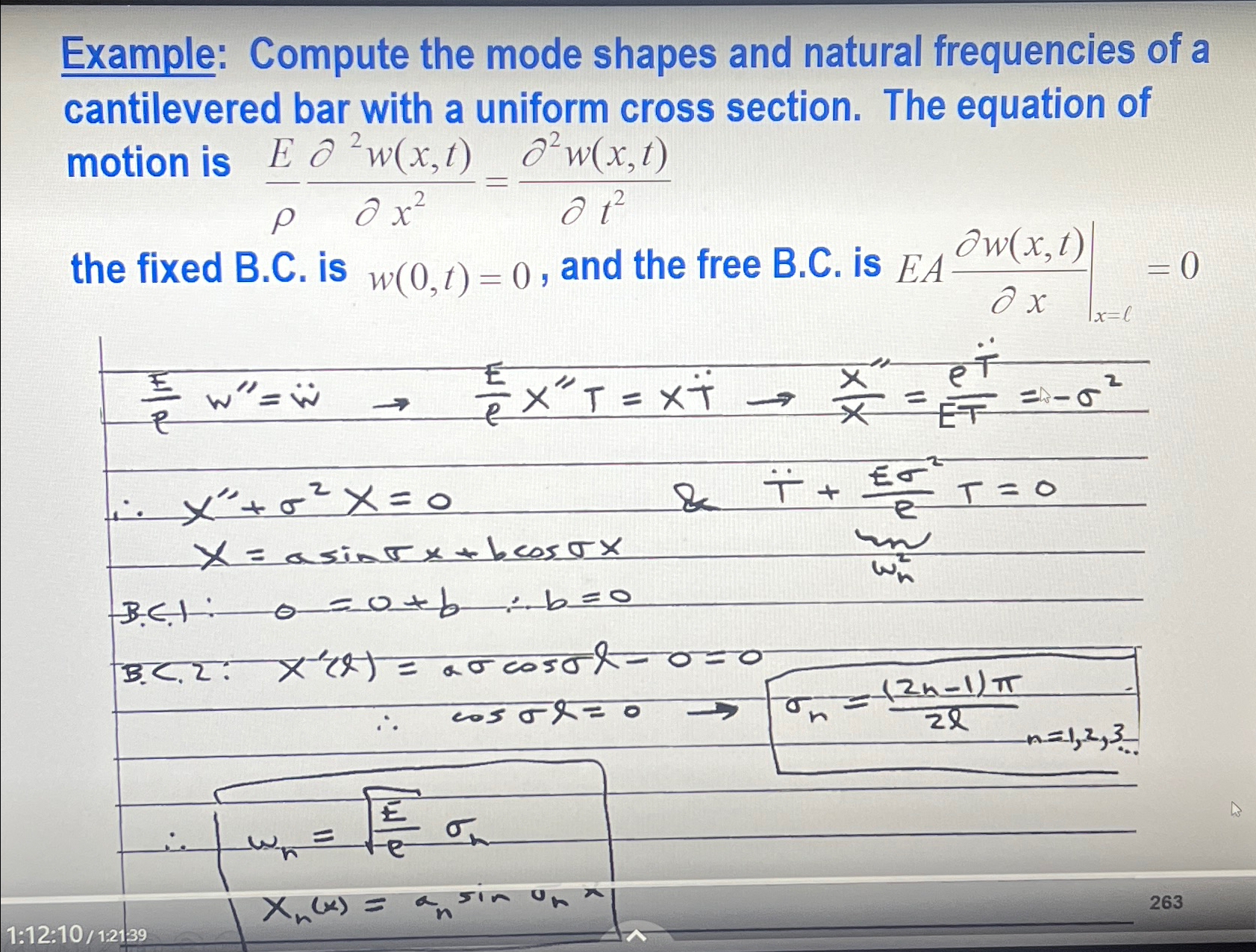 Solved Example: Compute the mode shapes and natural | Chegg.com