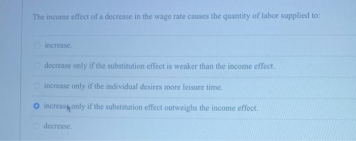 Solved The income effect of a decrease in the wage rate | Chegg.com