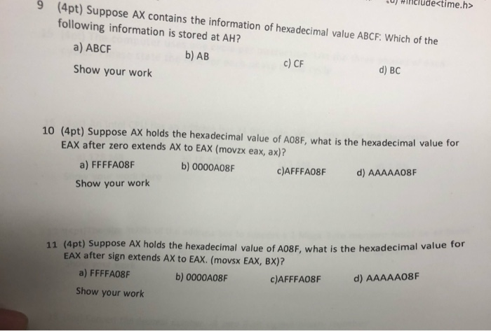 Solved 9 U) Hinclude (4pt) Suppose AX contains the | Chegg.com