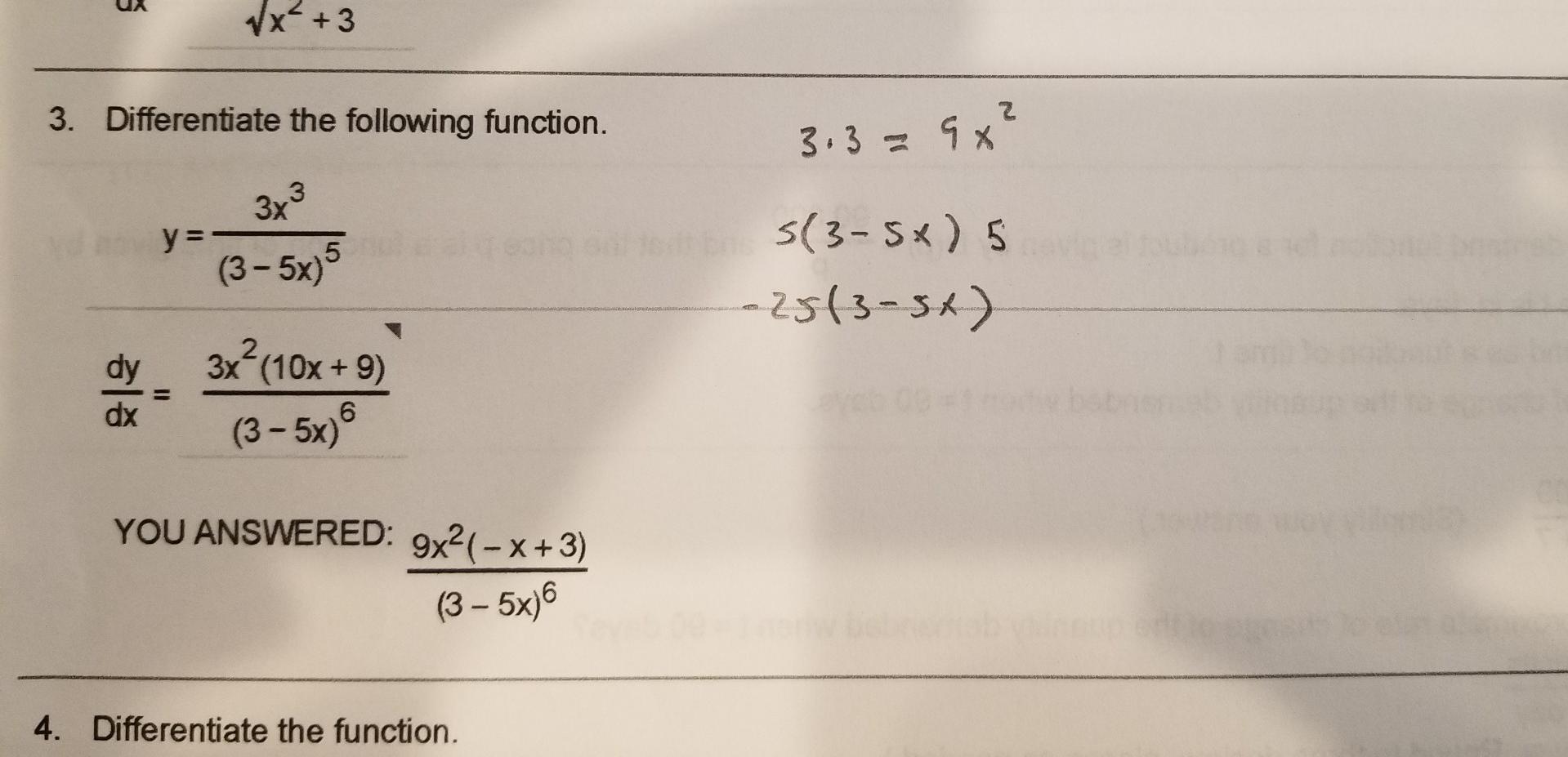 Solved 5. Differentiate the function. G(x) = 3x - 4x 6 7x - | Chegg.com