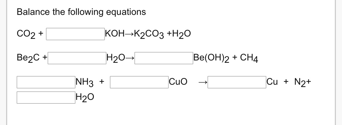 Solved Balance the following | Chegg.com
