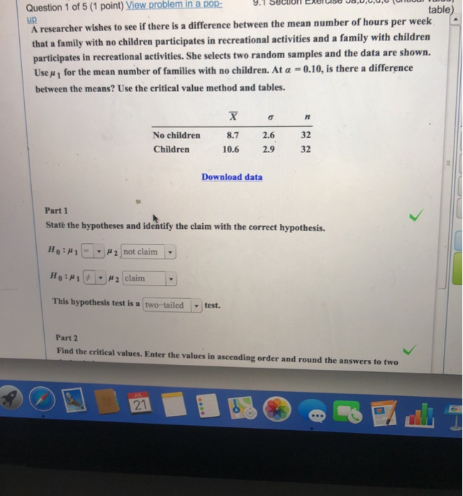 Solved Question 2 of 5 (1 point) View problem in a pop 9.1 | Chegg.com