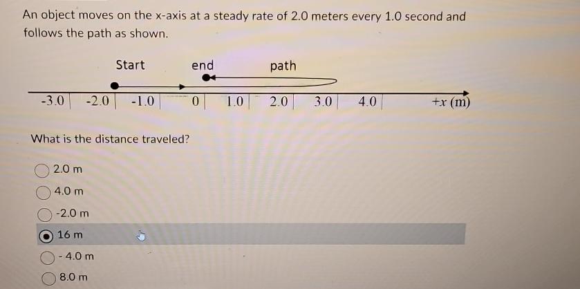 Solved An object moves on the x-axis at a steady rate of 2.0 | Chegg.com