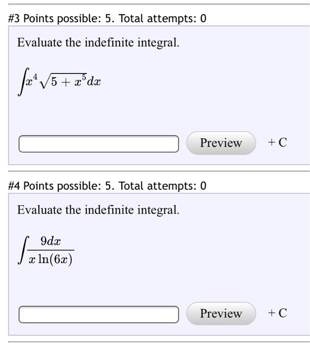Solved #3 Points possible: 5. Total attempts: 0 Evaluate the | Chegg.com