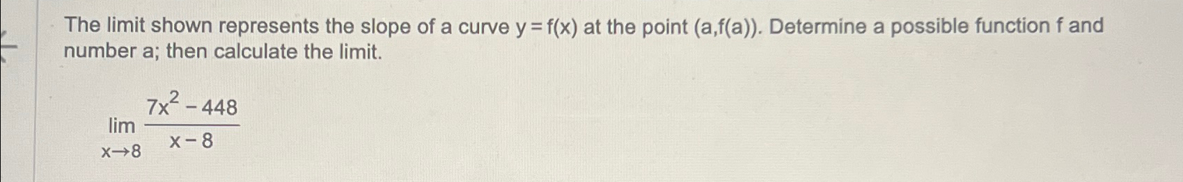 Solved The limit shown represents the slope of a curve | Chegg.com