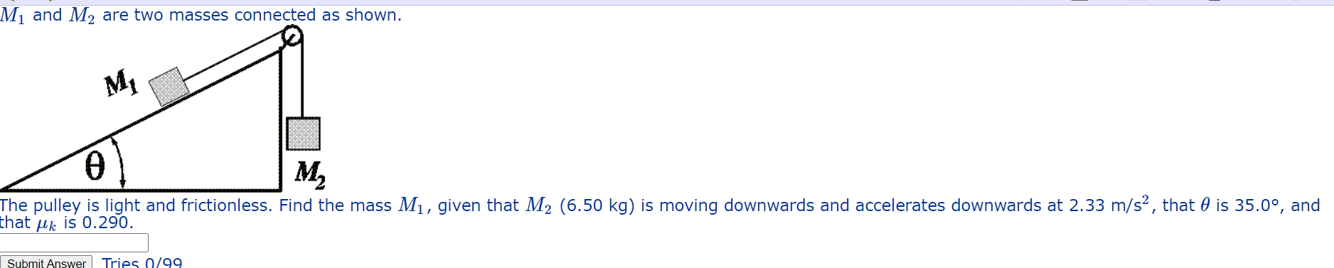 Solved M1 ﻿and M2 ﻿are two masses connected as shown.Ine | Chegg.com