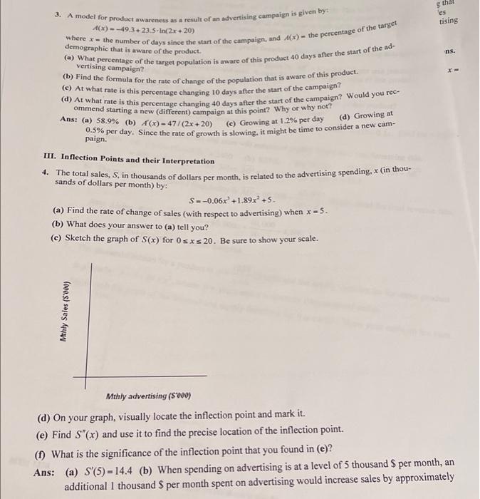 Solved ethal les tising 3. A model for product awareness as | Chegg.com