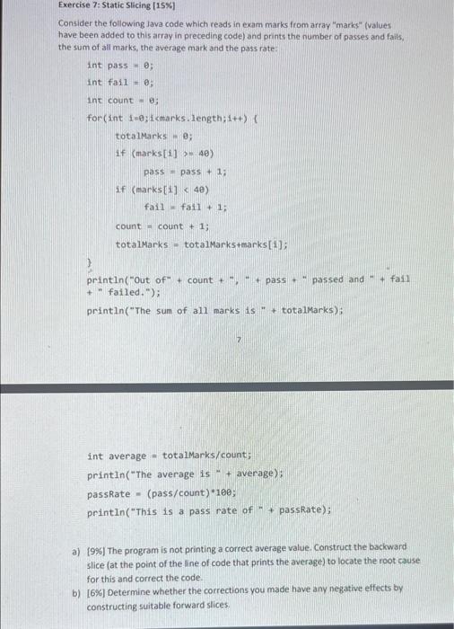 Solved Exercise 7: Static Slicing (15%) Consider the | Chegg.com