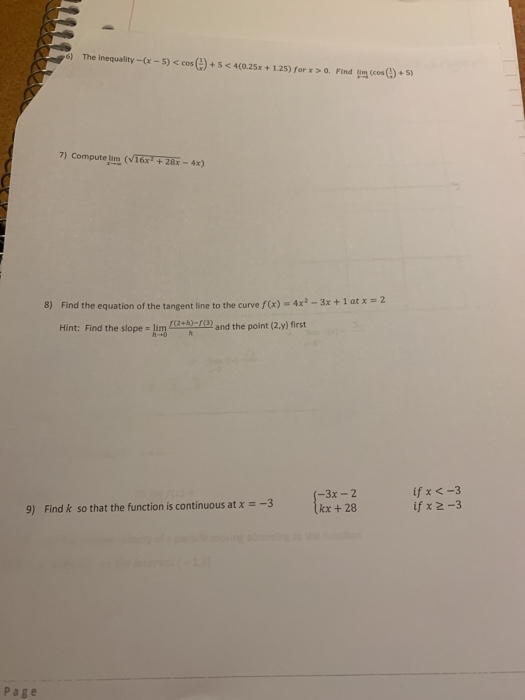 Solved 6) The Inequality -(x - 5) 0. Find tim (coss) + 5) | Chegg.com