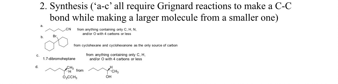 Solved Synthesis ('a-c' ﻿all require Grignard reactions to | Chegg.com