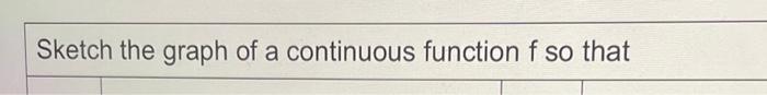 Solved Sketch the graph of a continuous function f so that | Chegg.com