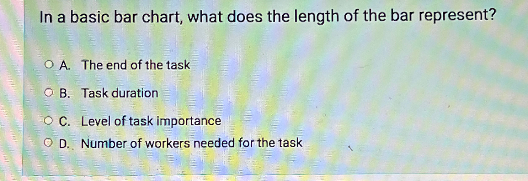 Solved In a basic bar chart, what does the length of the bar | Chegg.com