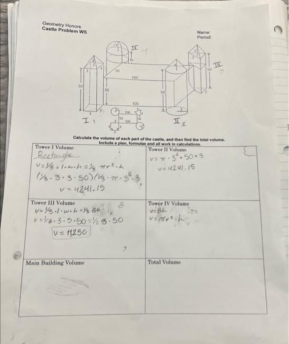 Solved Geometry Honors Castle Problem Ws Name. Calculate the | Chegg.com