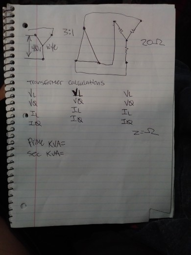 Solved 3:1 202 460 wye Transformer calculations 1 va IL 10 | Chegg.com