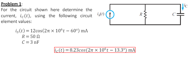 Solved Problem 1:For the circuit shown here determine | Chegg.com