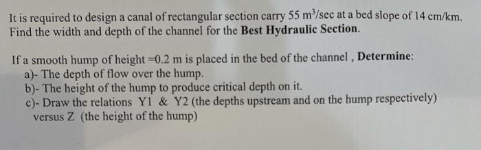 Solved It is required to design a canal of rectangular | Chegg.com