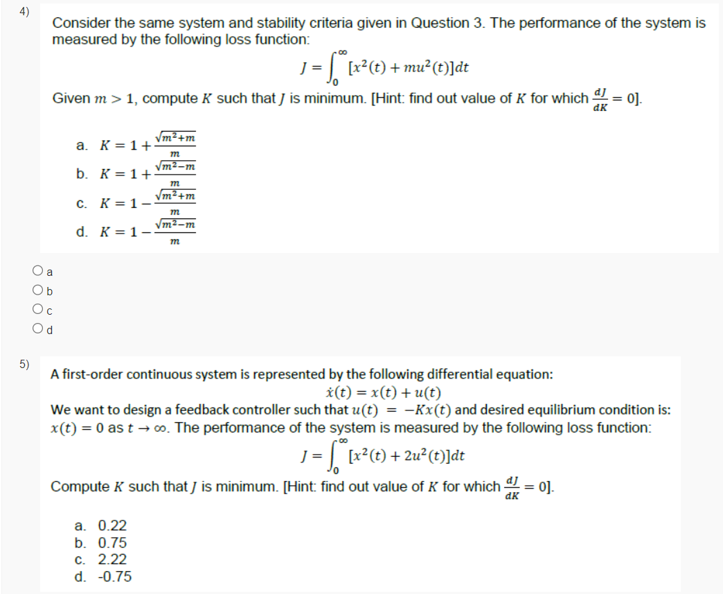 Q.4) ﻿Consider Standard stability criteria. The | Chegg.com