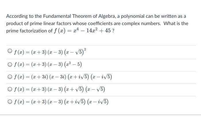 Solved According to the Fundamental Theorem of Algebra, a | Chegg.com