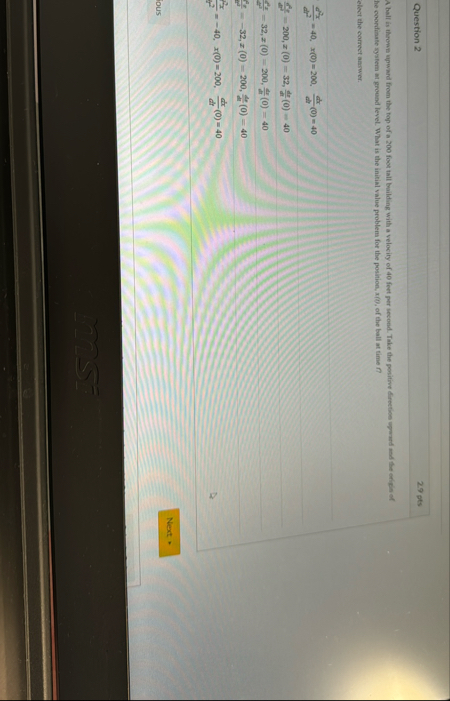 Solved Question 229 ﻿ptsA halt is throwe upward from the top | Chegg.com