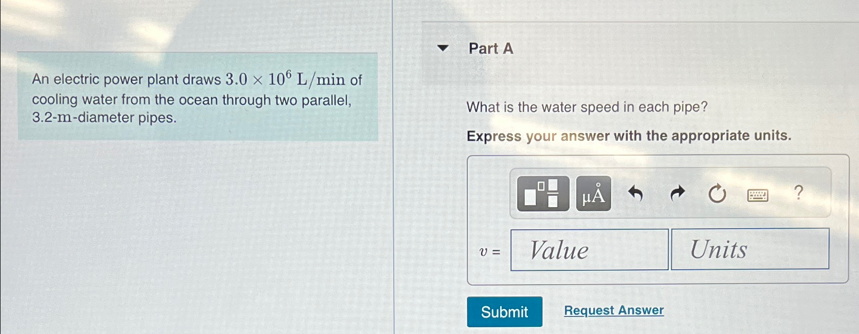 Solved Part AAn electric power plant draws 3.0×106Lmin ﻿of | Chegg.com