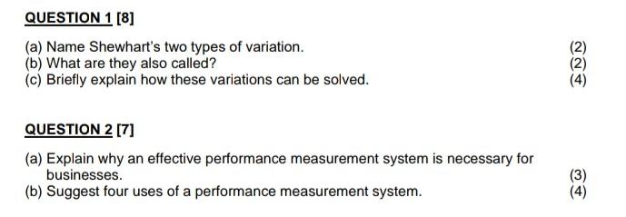 Solved QUESTION 1 [8] (a) Name Shewhart's two types of | Chegg.com