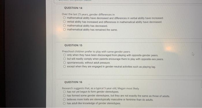 Solved Over the last 25 years, gender differences in | Chegg.com