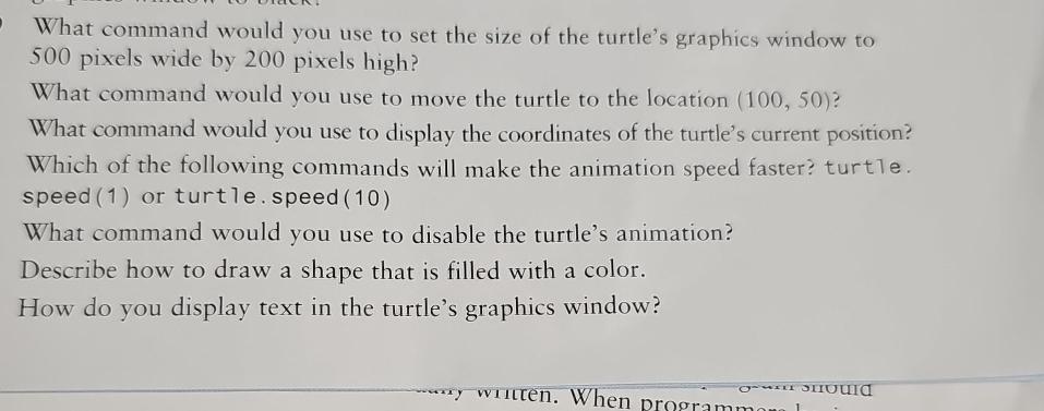 Solved What command would you use to set the size of the | Chegg.com