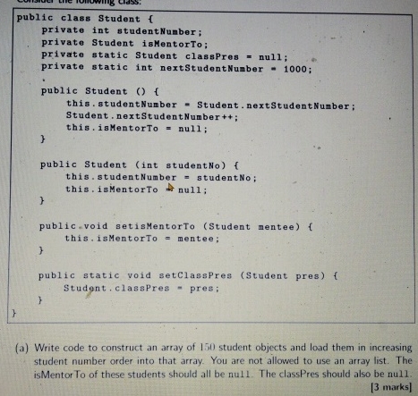 Solved (a) ﻿Write code to construct an array of 150 ﻿student | Chegg.com