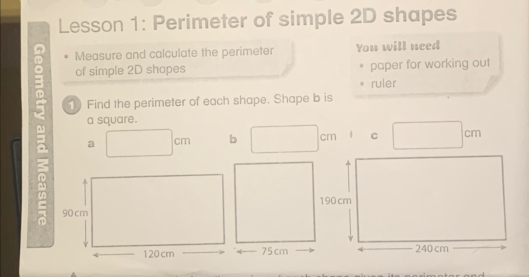 Solved Lesson 1: Perimeter of simple 2D shopes(2) ﻿Measure | Chegg.com