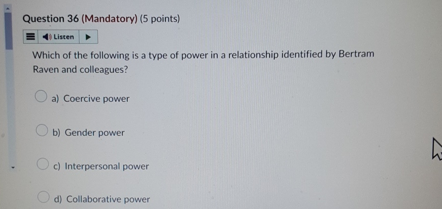 Solved Question 36 (Mandatory) (5 ﻿points)Which of the | Chegg.com