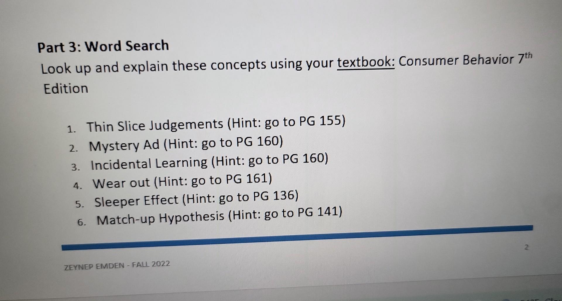 Solved Part 3: Word Search Look up and explain these | Chegg.com
