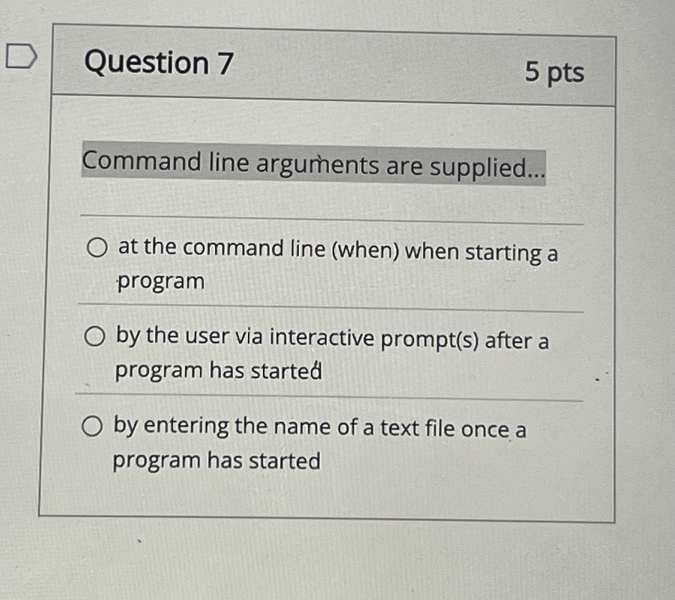 Solved Question 75 ﻿ptsCommand line arguments are | Chegg.com