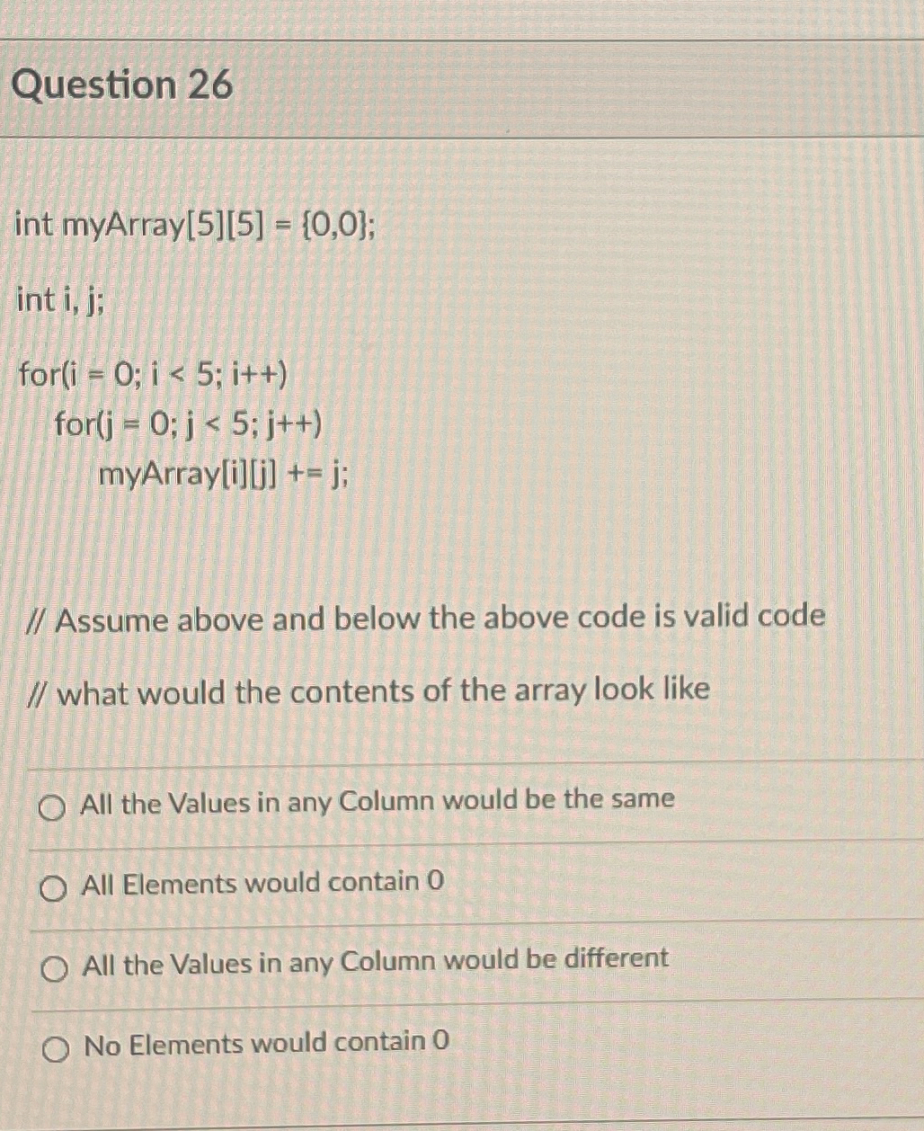 Solved Question 26)=0;i