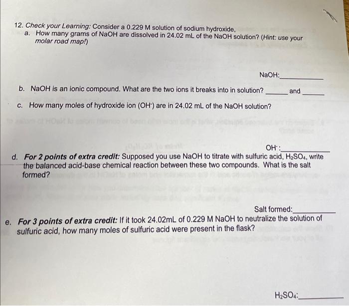 Solved 12. Check your Learning: Consider a 0.229M solution | Chegg.com
