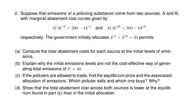 Solved Suppose that emissions of a polluting substance come | Chegg.com