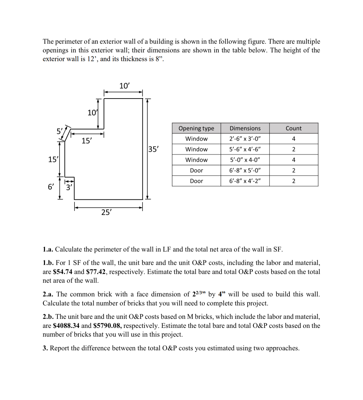 Solved The perimeter of an exterior wall of a building is | Chegg.com