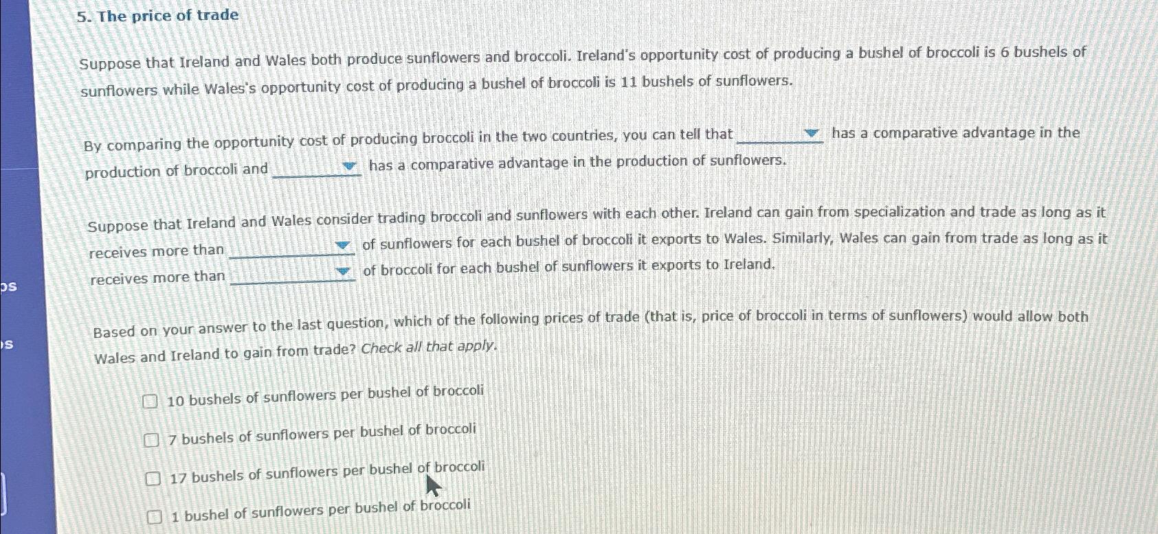 Solved The price of tradeSuppose that Ireland and Wales both | Chegg.com